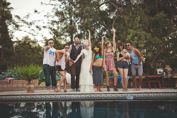 Surprise Pool Party Wedding Recreation · Rock n Roll Bride