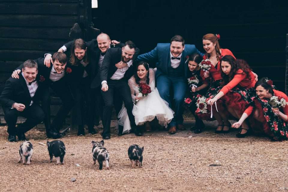 Red & White Rockabilly Wedding with Pigs! · Rock n Roll Bride