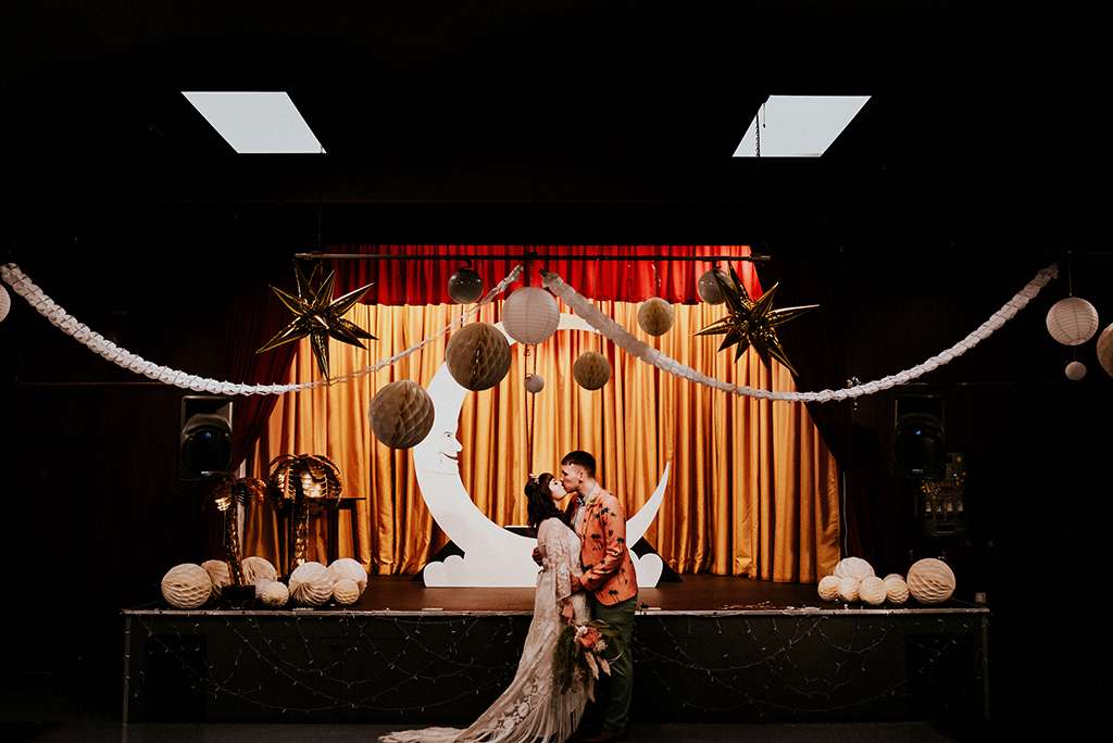 Sixties Disco Themed Wedding with a Moon Photo Booth · Rock n Roll Bride
