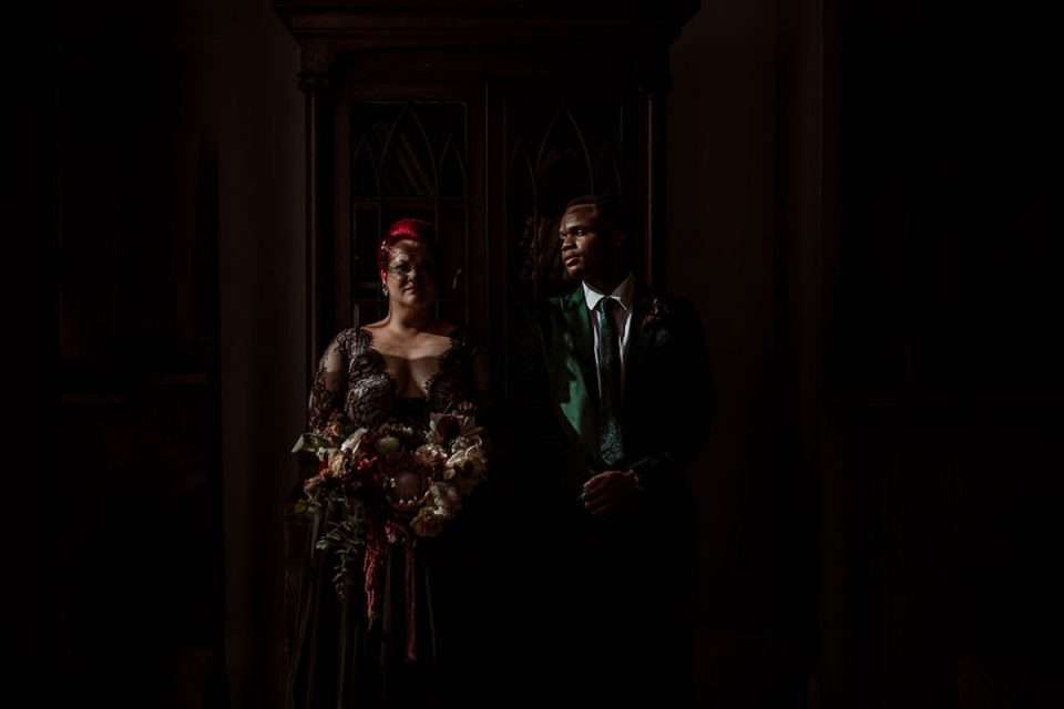 ‘Til Death: Moody Emerald, Black and Gold Wedding · Rock n Roll Bride