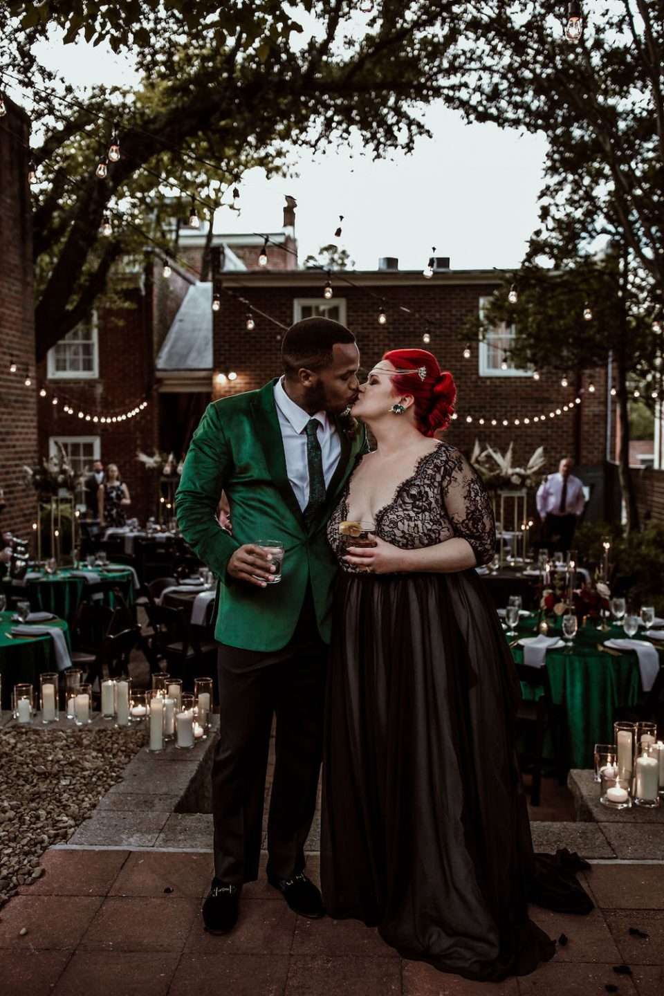 ‘Til Death: Moody Emerald, Black and Gold Wedding · Rock n Roll Bride