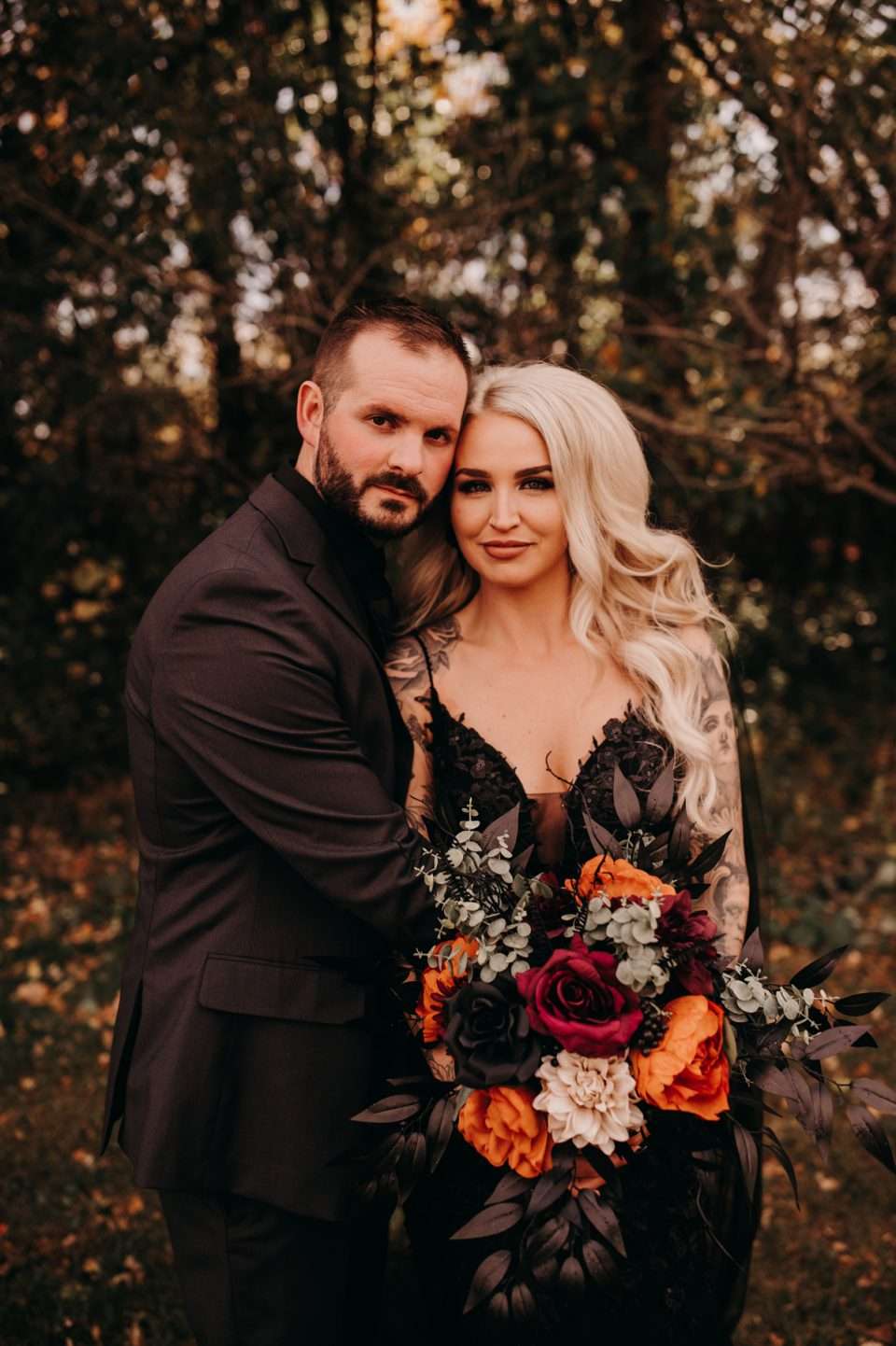 DIY Halloween Wedding with a Bride in Black and the Groom Dressed as ...