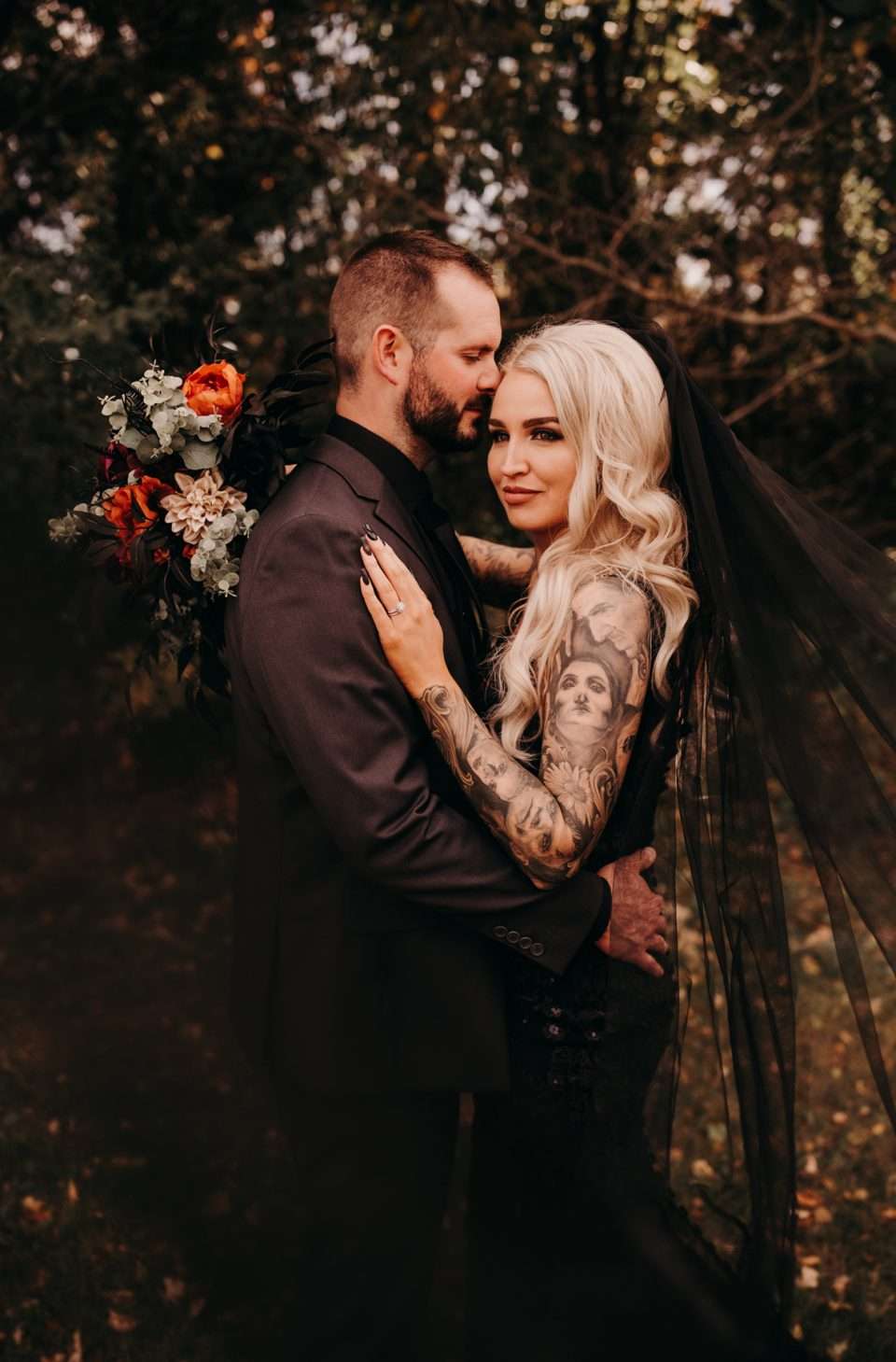 DIY Halloween Wedding with a Bride in Black and the Groom Dressed as ...