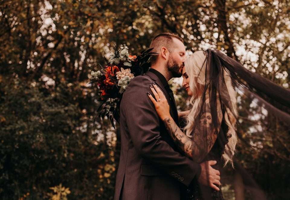 DIY Halloween Wedding with a Bride in Black and the Groom Dressed as ...