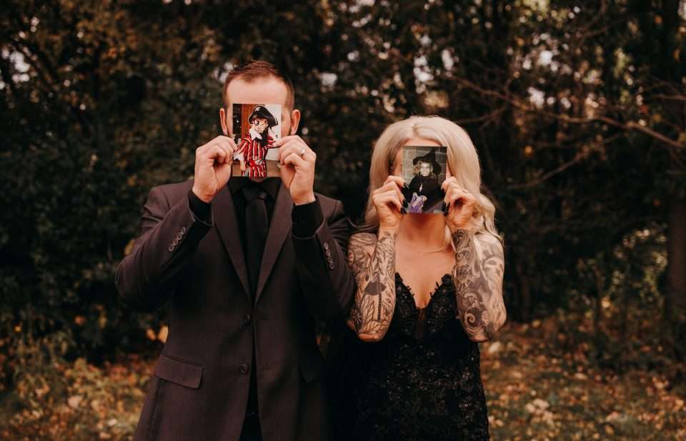 DIY Halloween Wedding with a Bride in Black and the Groom Dressed as ...
