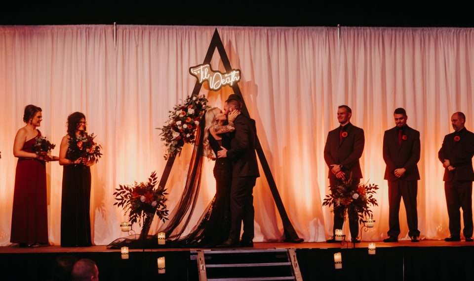 DIY Halloween Wedding with a Bride in Black and the Groom Dressed as ...