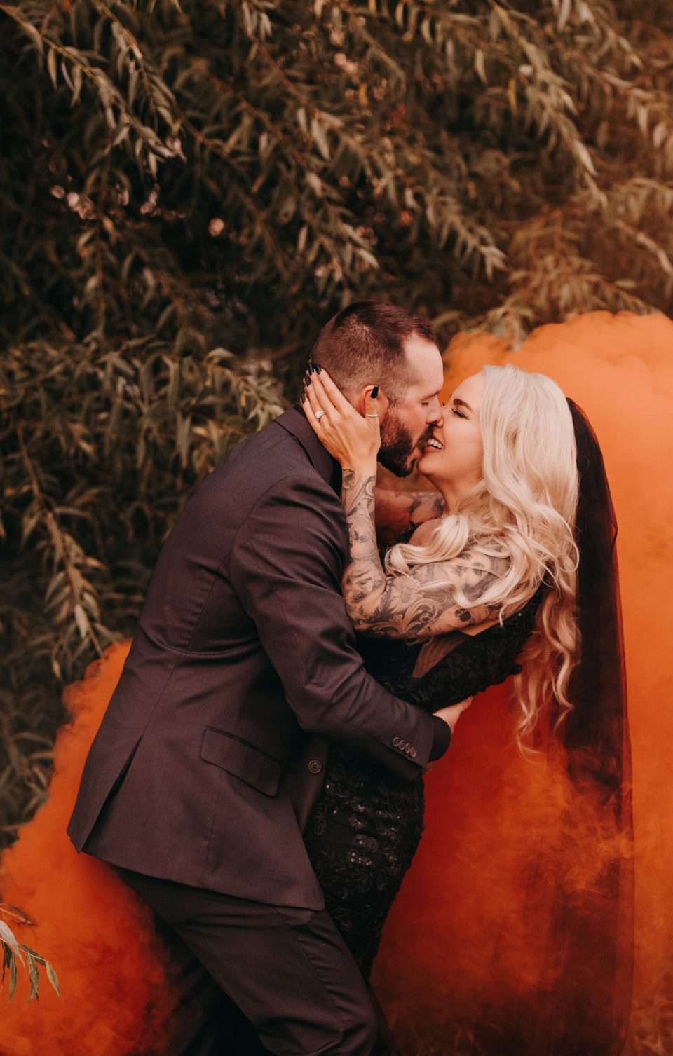 DIY Halloween Wedding with a Bride in Black and the Groom Dressed as ...