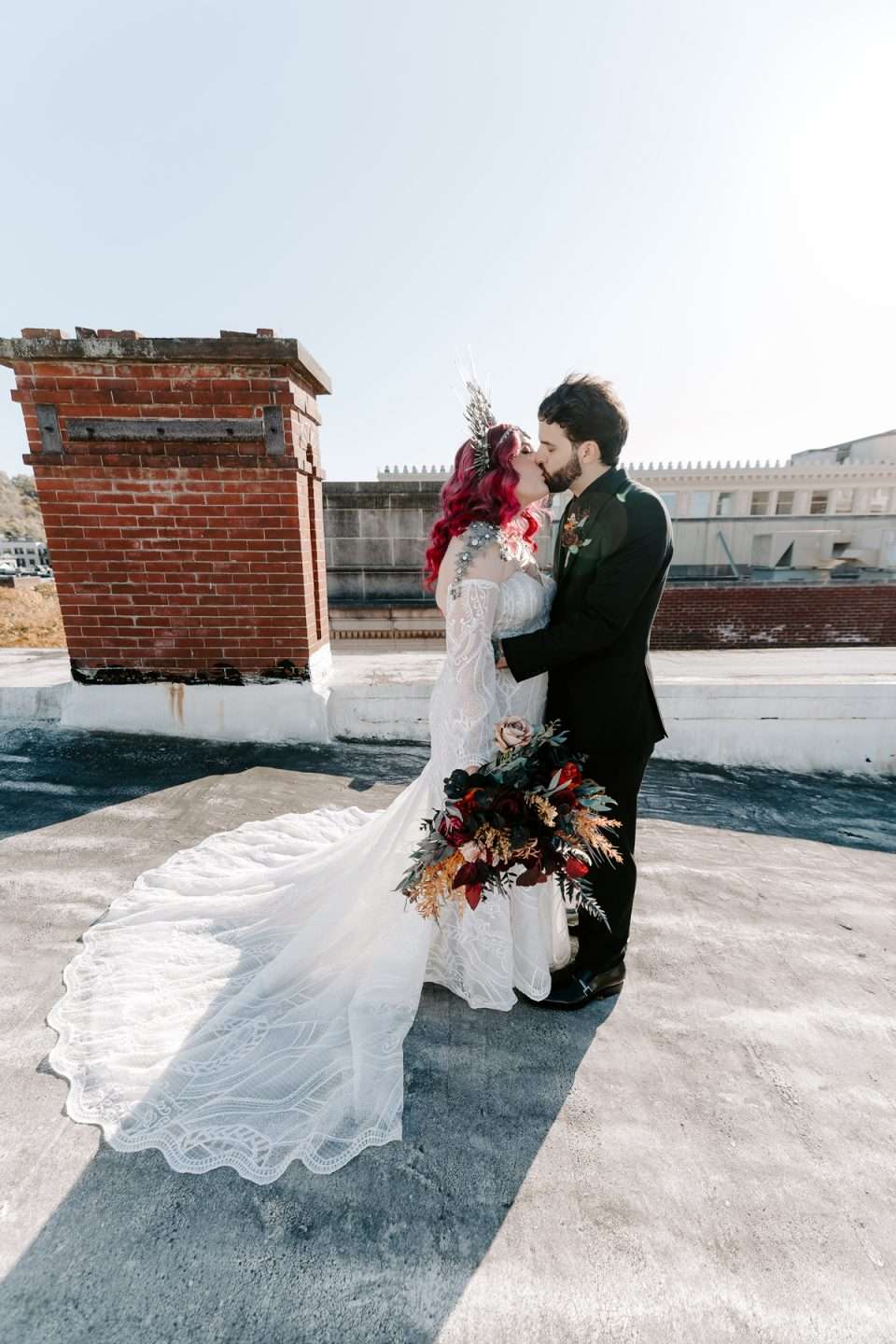 Elegant Halloween Wedding with Emo Music & Axe Throwing · Rock n Roll Bride