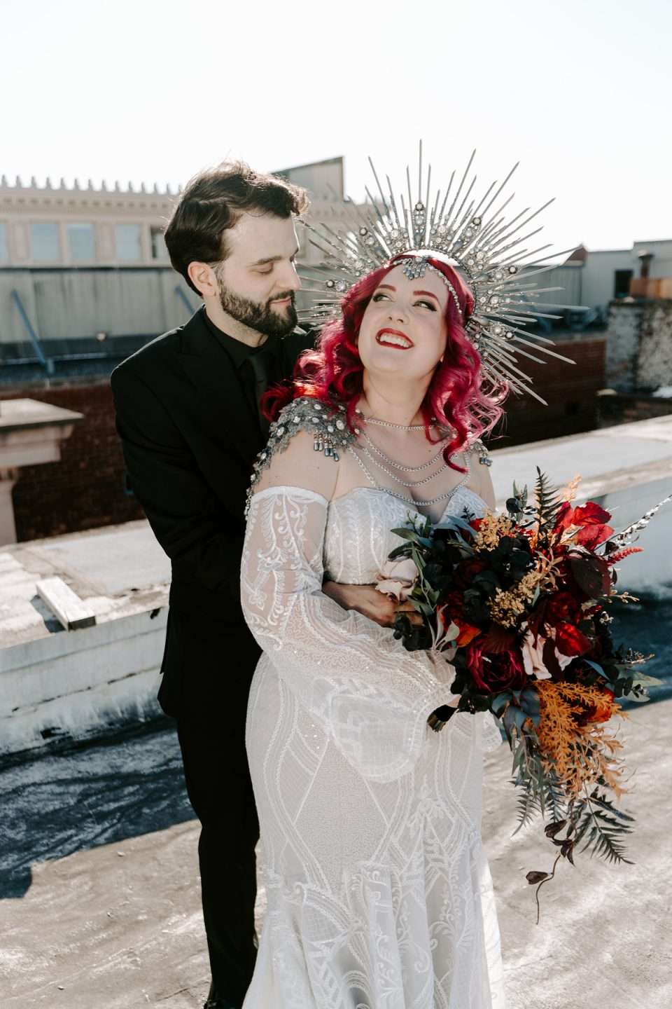Elegant Halloween Wedding with Emo Music & Axe Throwing · Rock n Roll Bride