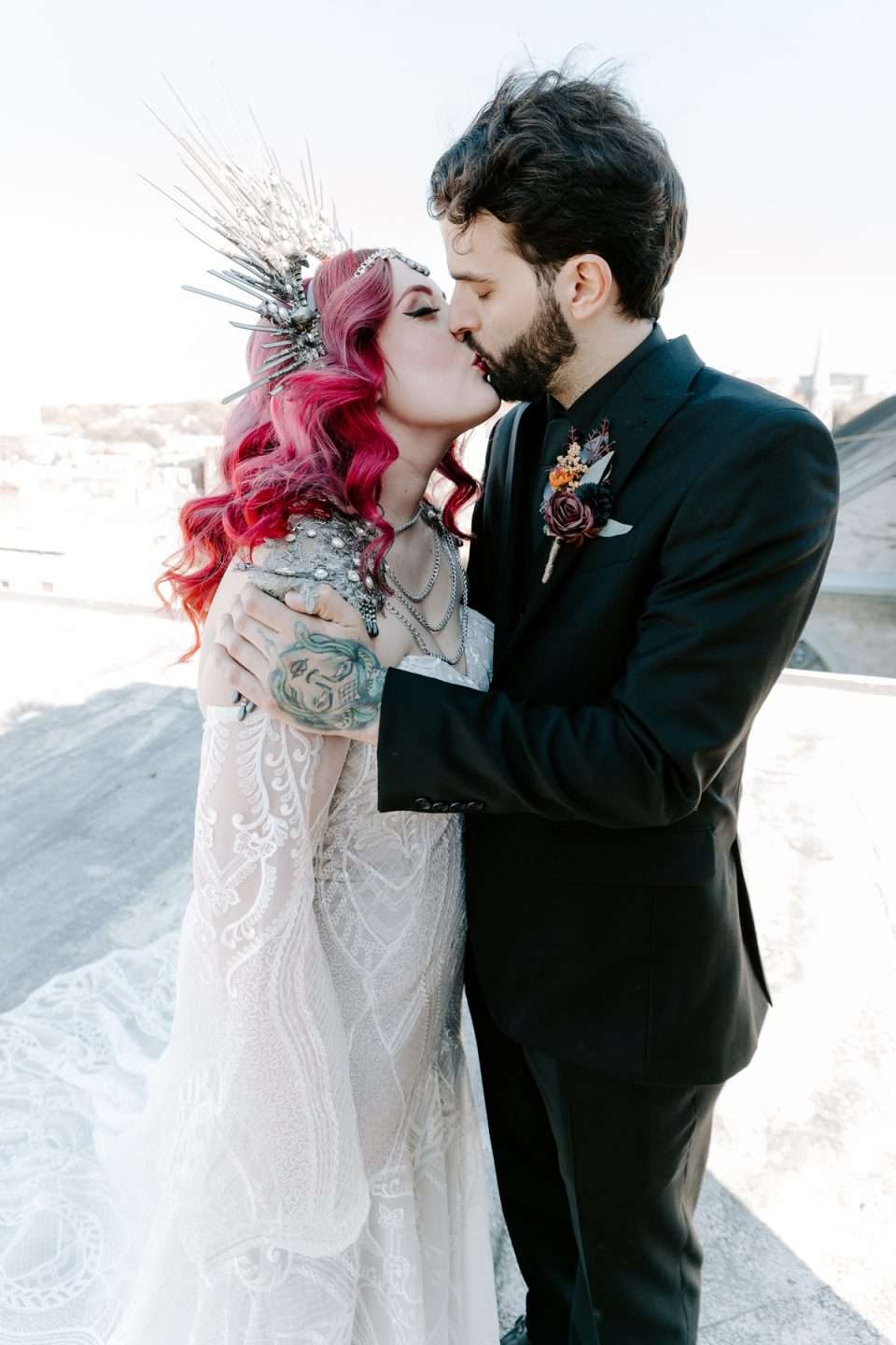 Elegant Halloween Wedding with Emo Music & Axe Throwing · Rock n Roll Bride