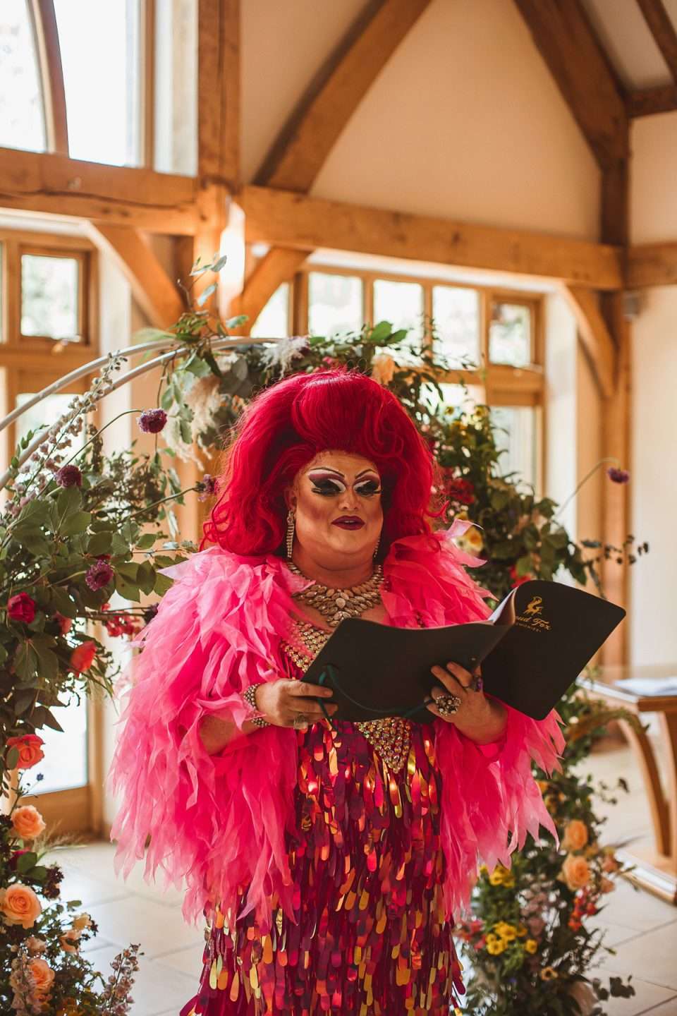 Tickled Pink Wedding with a Drag Queen Celebrant · Rock n Roll Bride
