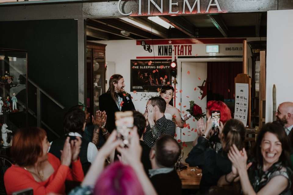 Retro Horror Movie Themed Wedding at a Cinema · Rock n Roll Bride