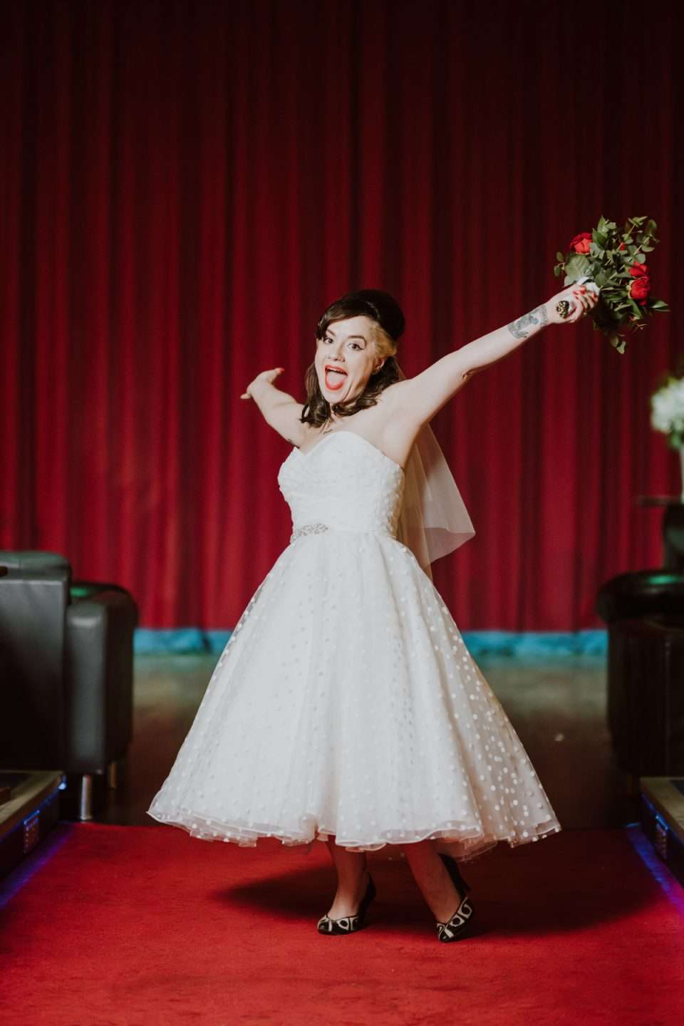 Retro Horror Movie Themed Wedding at a Cinema · Rock n Roll Bride