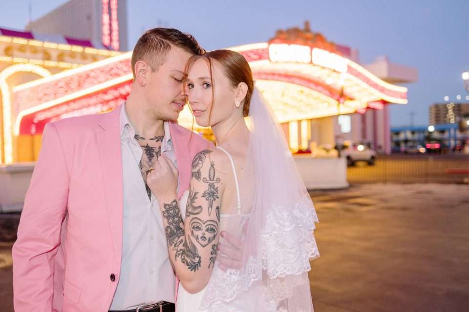 Kitschy Pink Little White Chapel Elopement · Rock n Roll Bride