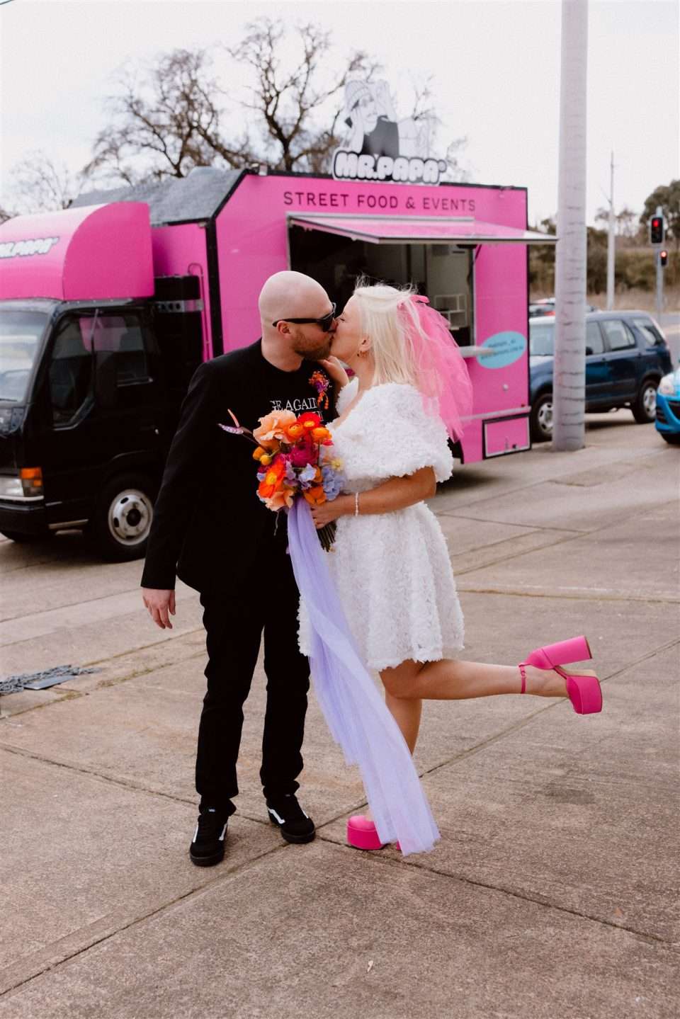 Barbiecore Rock n Roll Dope Elopement · Rock n Roll Bride