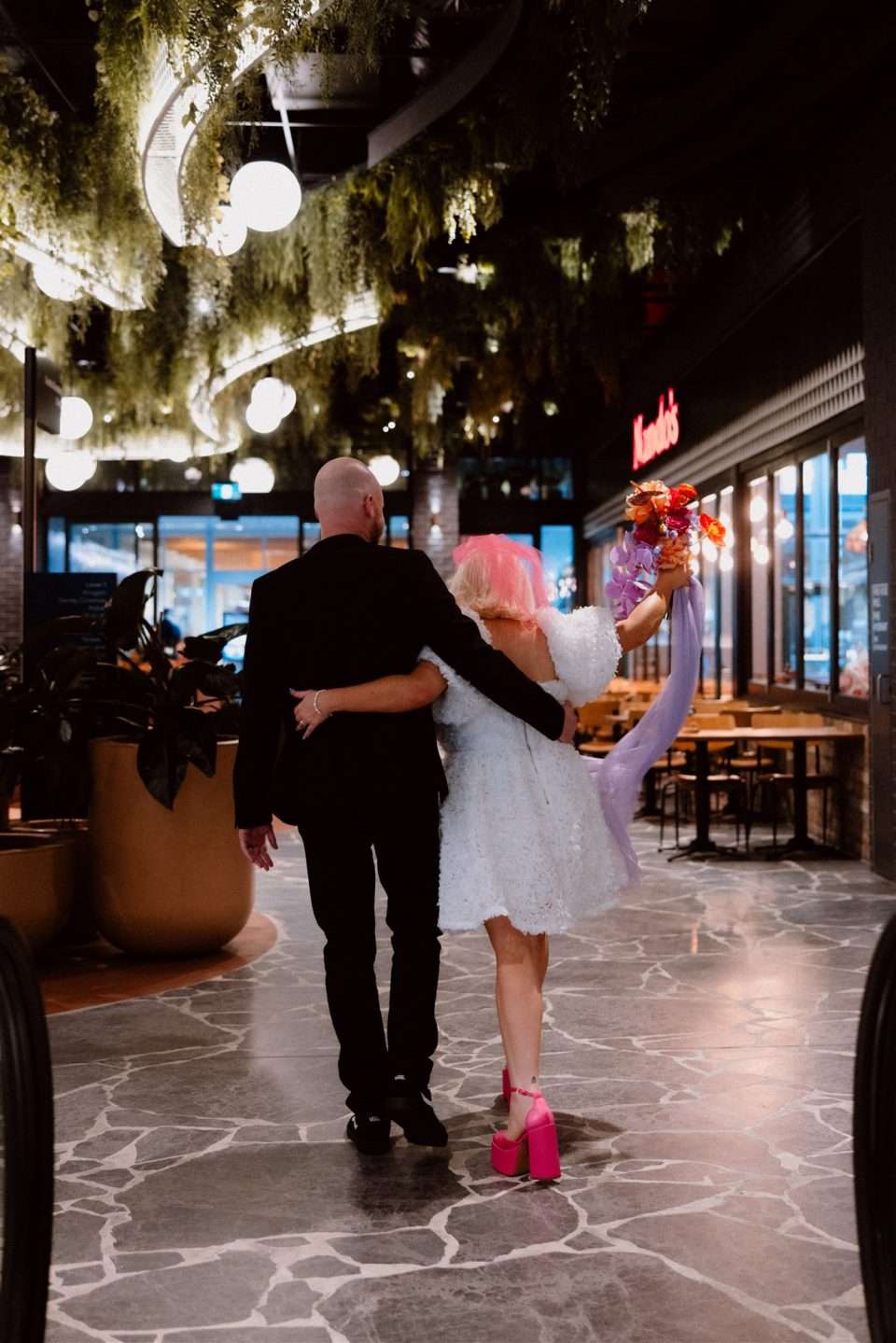 Barbiecore Rock n Roll Dope Elopement · Rock n Roll Bride