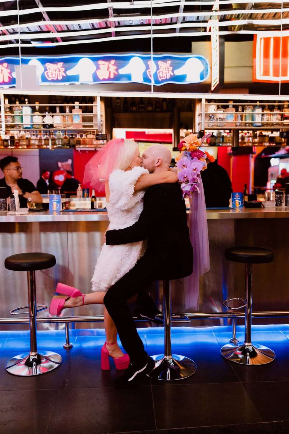 Barbiecore Rock n Roll Dope Elopement · Rock n Roll Bride