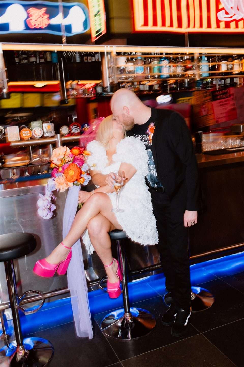 Barbiecore Rock n Roll Dope Elopement · Rock n Roll Bride