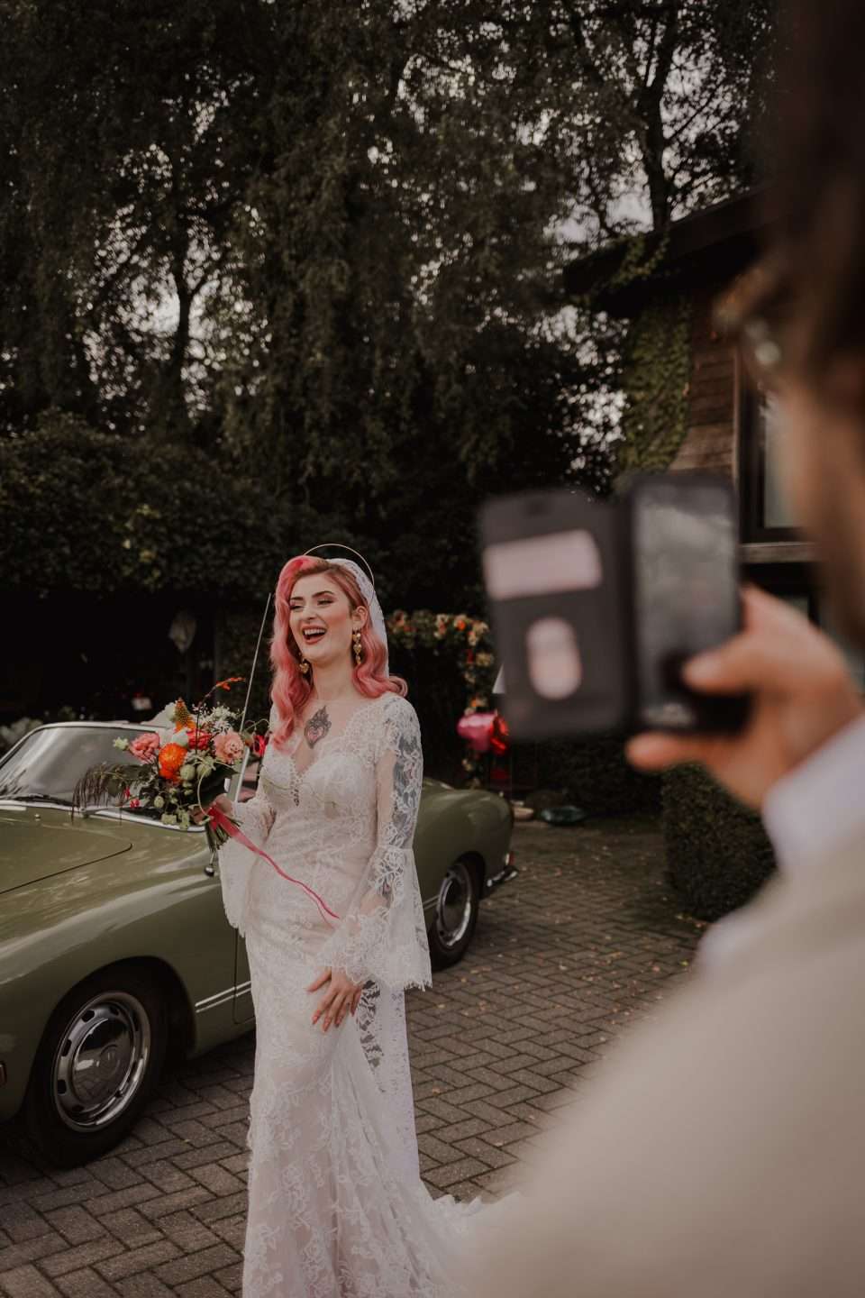 Pink & Retro Backyard Wedding with a Drive Thru Twist · Rock n Roll Bride
